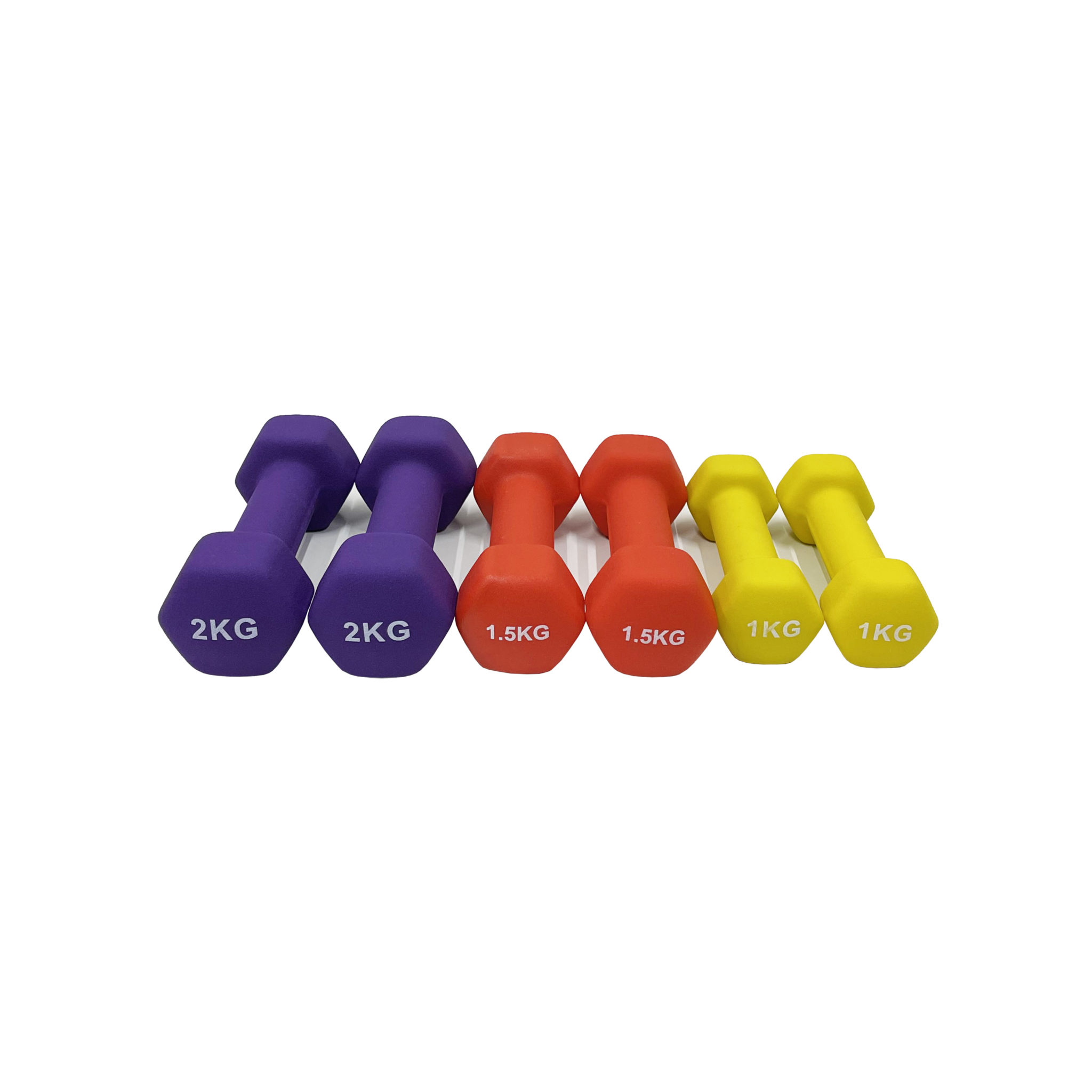 9KG Neoprene Dumbbell Package - Yellow, Red & Purple - FITEK