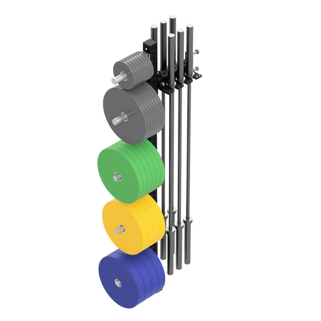 FITEK Wall Mount Storage Rack | Plates & Barbell Organizer